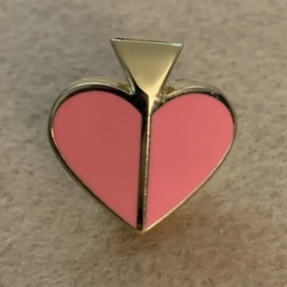 kate spade | Jewelry | Kate Spade New York Pink Heart Pin Brooch Gold ...